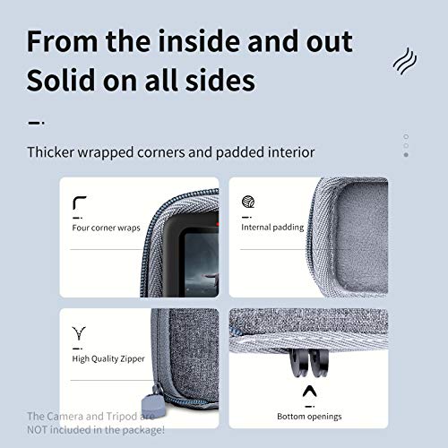 TELESIN Small Carry Case for GoPro Hero 11 Hero 10 Hero 9 9 Black, Pocket Size Protective Case Travel Bag With Half Open Zipper Supports Connecting with Go Pro 10 9 Selfie Stick and Tripod Accessories