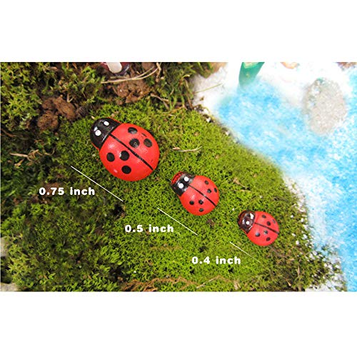 200 Pcs Mini Wooden Ladybugs Stickers with 3 Sizes for Fairy Garden Home Decor