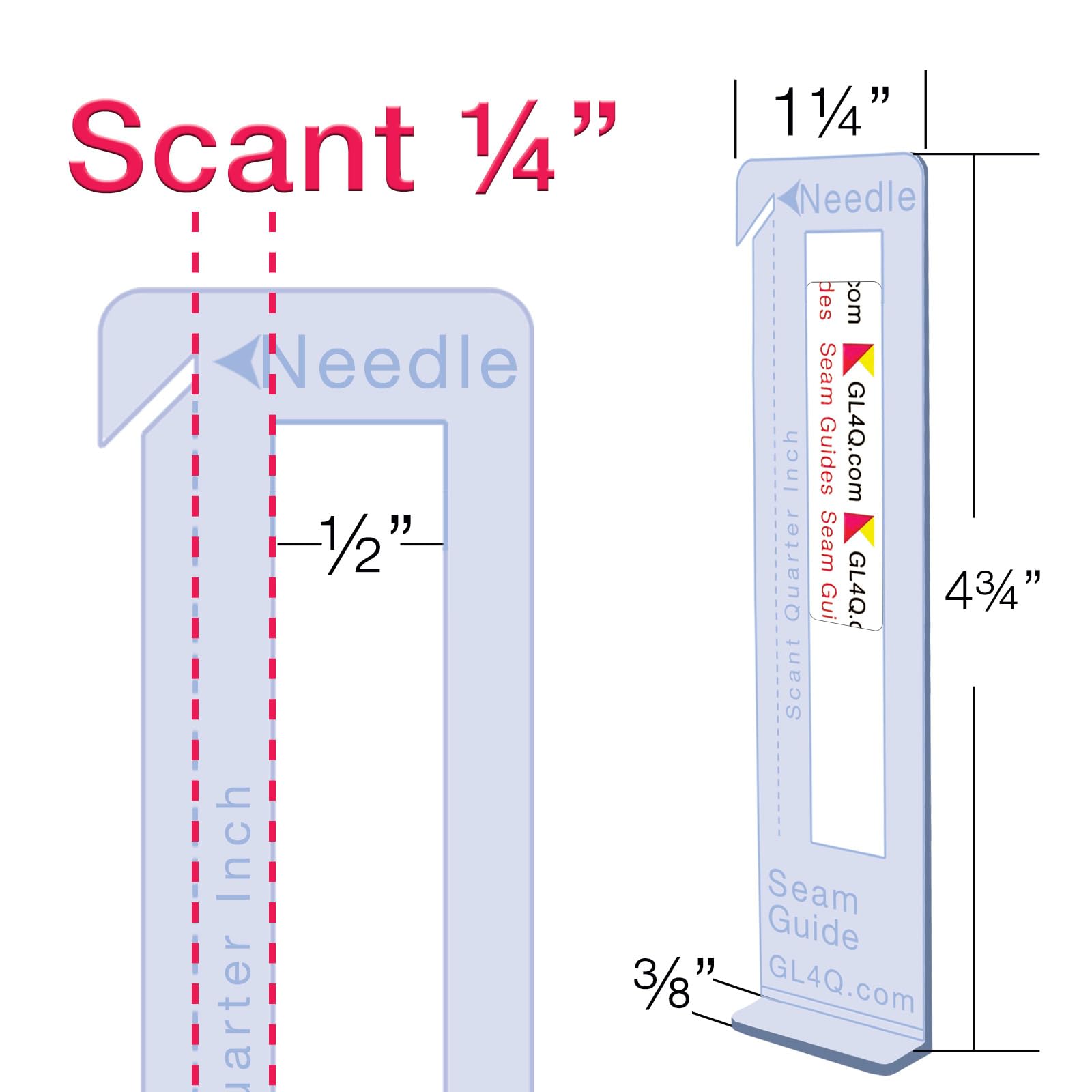Guidelines4quilting Super Easy Seam Guide Setter, 4.75"X1.25"X.125"