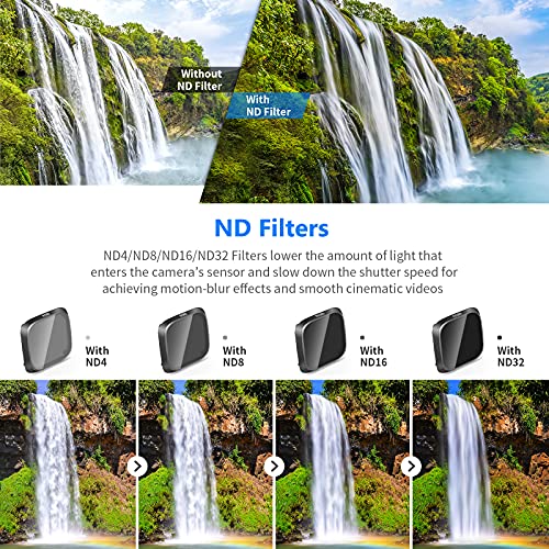 NEEWER 6PCS Lens Filter Kit Compatible with DJI Air 2S, UV CPL ND4 ND8 ND16 ND32 Multi Coated HD Optical Glass, Aluminum Alloy Frame Neutral Density Polarizer Filter for Drone Camera Accessories