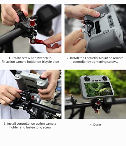 Anbee Bike Holder Bar Hand Mount Bicycle Holder Bracket for DJI RC Controller, Compatible with DJI Mini 3 / Mini 3 Pro Drone and Action Cameras