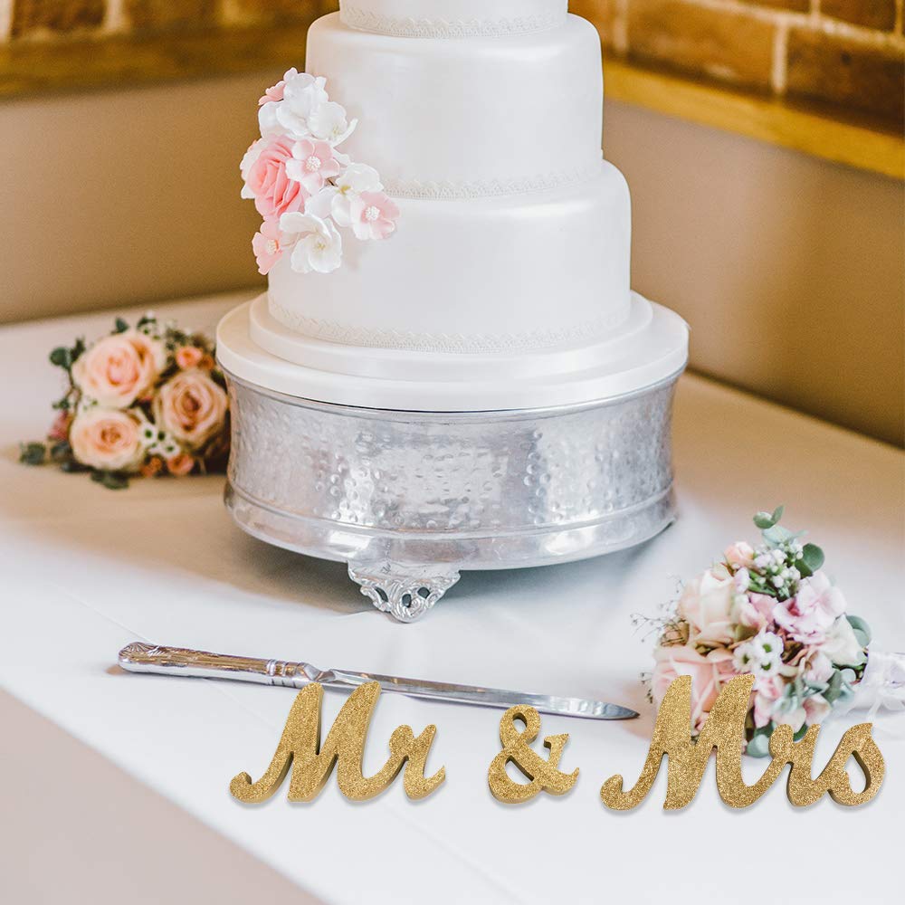 senover Mr and Mrs Sign Wedding Sweetheart Table Decorations,Mr and Mrs Letters Decorative Letters for Wedding Photo Props Party Banner Decoration,Wedding Shower Gift (Gold Glitter)