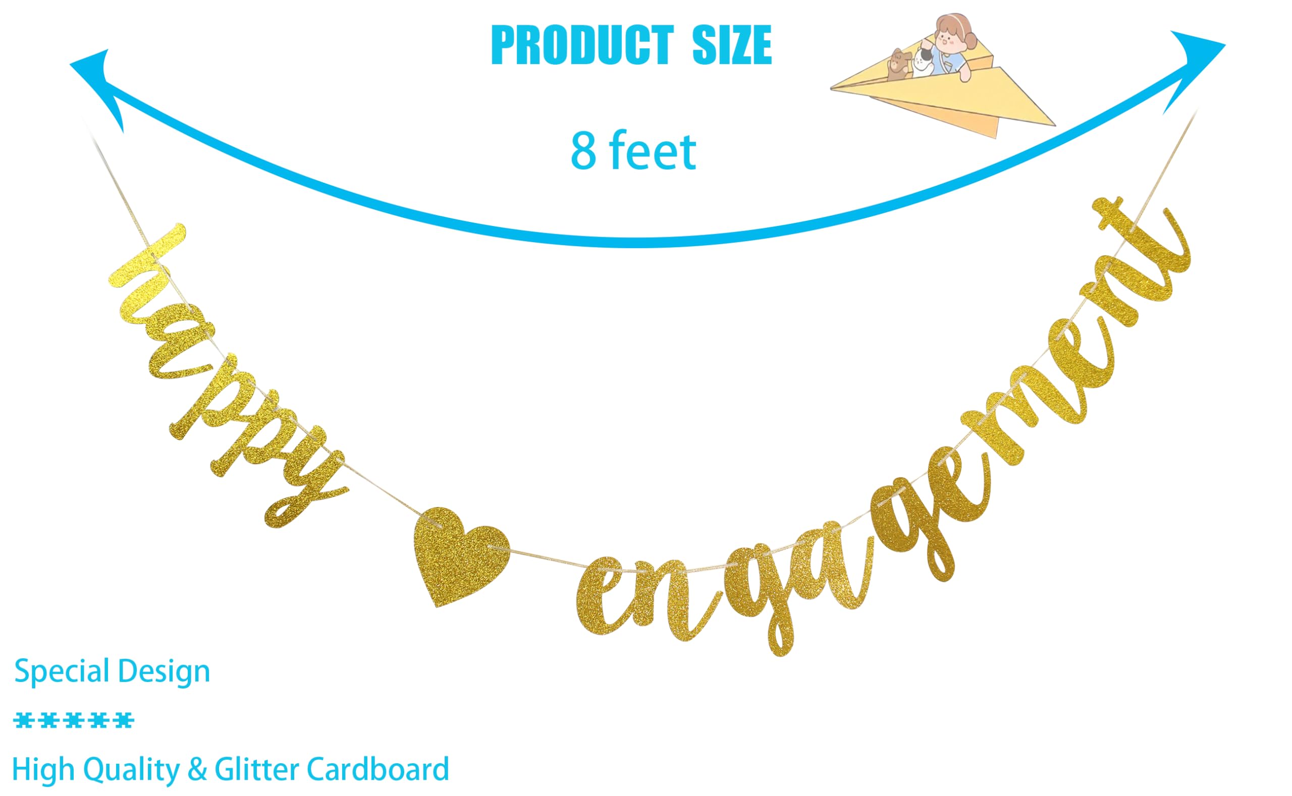 YaFeiDa Happy Engagement Banner Future Mr & Mrs Banner for Engagement Bridal Shower Bride and Groom Party Decorations Pre-Strung Sign (Gold) (SKA-NB024)