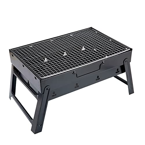 Portable Charcoal Grill Stainless Steel Folding Grill Tabletop Outdoor Smoker BBQ for Picnic Garden Terrace Camping Travel ( Color : 7 pieces , Size : 35*27*20cm )