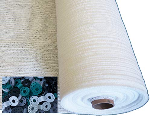 SHANS 30% UV Resistant Fabric Shade Cloth Pure White with Plastic Grommets Clips Free (20 ft x 110 ft)