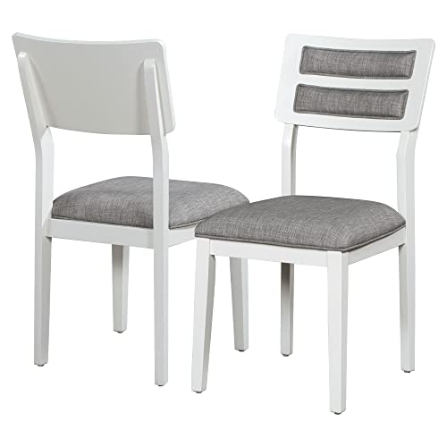 Goozio 6 Piece Dining Table Set,Wood Dining Table and 4 Upholstered Chairs and Bench with Cushion, Classic Traditional Style Kitchen Table Set for 6 Person,White+Gray