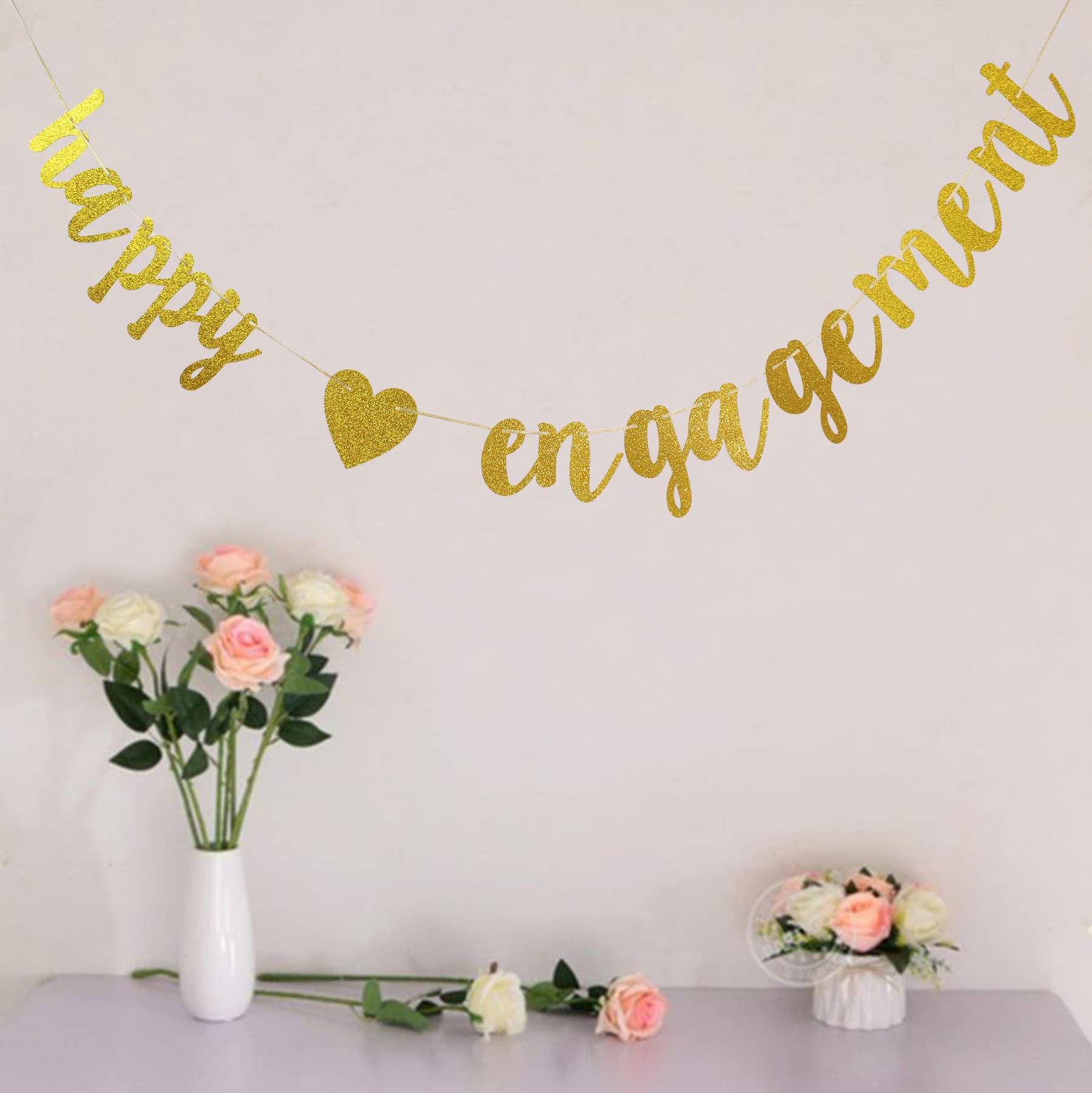 YaFeiDa Happy Engagement Banner Future Mr & Mrs Banner for Engagement Bridal Shower Bride and Groom Party Decorations Pre-Strung Sign (Gold) (SKA-NB024)