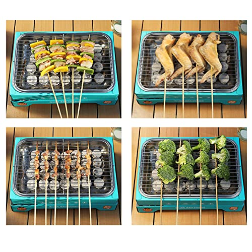 Charcoal Grill, Portable Charcoal Grill, Single Use Compact Detachable Stainless Steel Portable Barbecue Smoker Grill, Compact and Lightweigh and Portable, for Outdoor Camping Barbecue Picnic(BLU