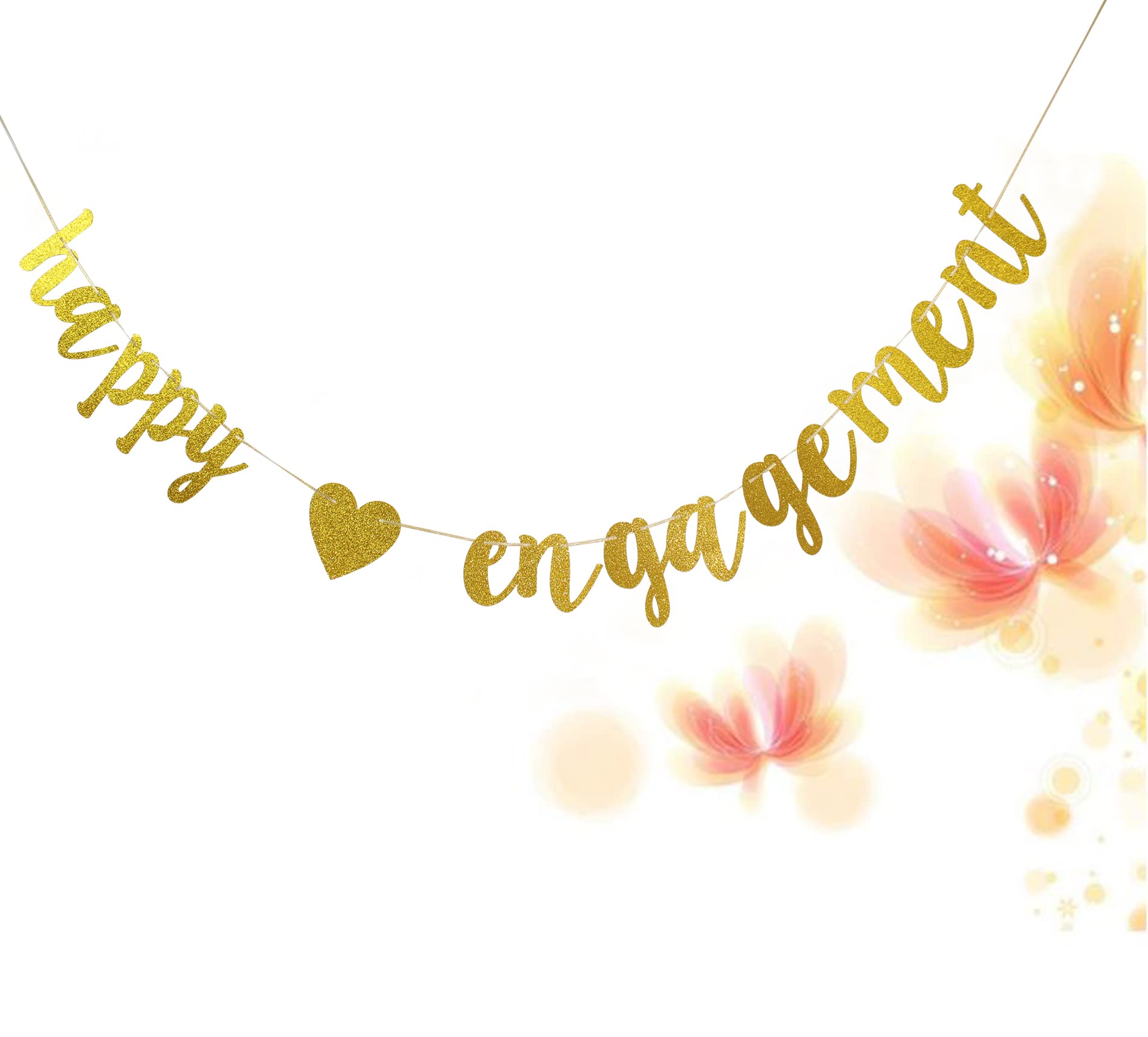 YaFeiDa Happy Engagement Banner Future Mr & Mrs Banner for Engagement Bridal Shower Bride and Groom Party Decorations Pre-Strung Sign (Gold) (SKA-NB024)