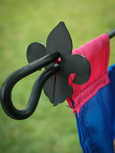 FLAG COASTER Garden Flag Stopper - Weather-Resistant, Decorative Holder and Accessory for Outdoor Yard Garden Flag Poles - Keeps Flags from Flying Off in Windy Weather - Fleur de Lis Design (Black)