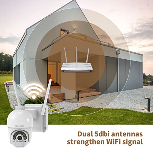 SOLIOM Solar Security Camera Outdoor,WiFi Wireless Battery Powered Rechargeable Home Camera with Panel,Spotlight Color Night Vision and PIR Motion Detection,Siren,2-Way Audio,Cloud Storage/SD S800C