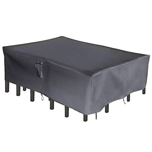 Sunrain Rectangular Patio Furniture Set Covers 600D Oxford Fabric Waterproof UV Protection Outdoor Table and Chair Cover, 108" Lx82 Wx23 H