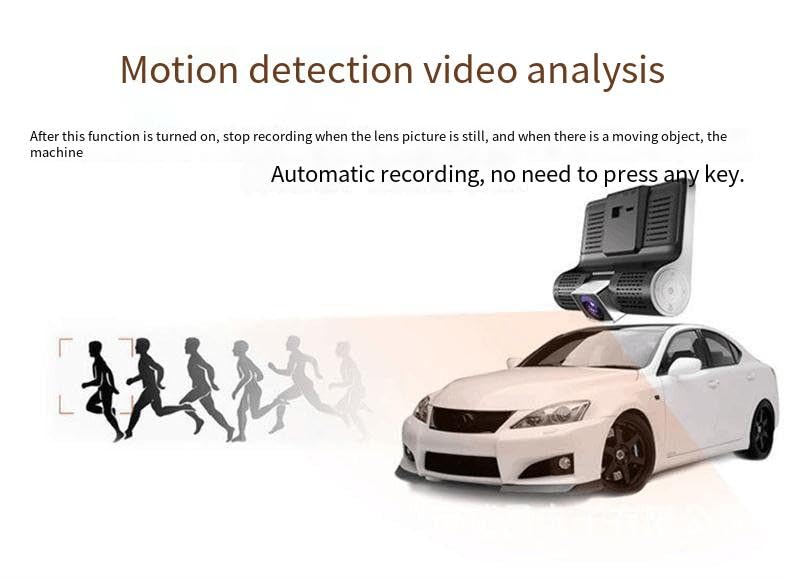 3-Channel Dash Cam with Front and Rear Inside Views, 1080P Full HD with 170-degree Wide-Angle Lens, IR Night Vision, Loop Recording, Reverse Assist, and 24-Hour Parking Recording.