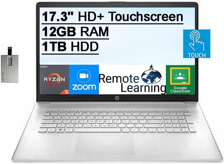 HP 2022 17.3" HD+ Business Laptop, AMD Ryzen 5 5625U Processor, 16GB RAM, 512GB PCIe SSD , Fingerprint Reader, 720p HD Camera, Wi-Fi, HDMI, Win 11 Pro, Black, 32GB SnowBell USB Card