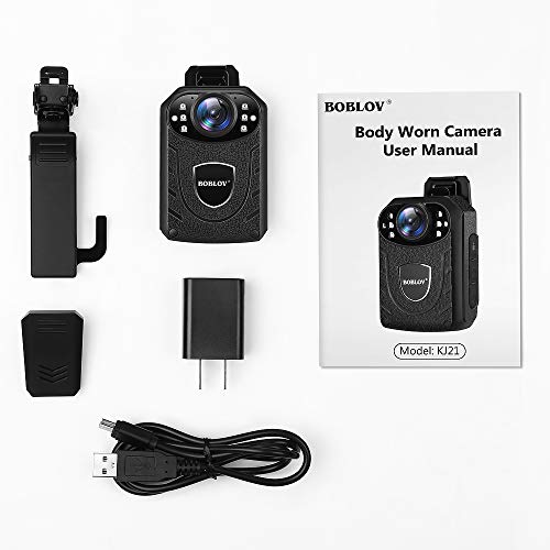 BOBLOV KJ21 Body Camera, 1296P Body Wearable Camera Support Memory Expand Max 128G 8-10Hours Recording Police Body Camera Lightweight and Portable Easy to Operate Clear NightVision (KJ21 Only)
