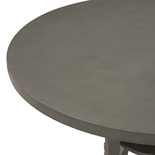 Goozio 5-Piece Round Dining Table and 4 Fabric Chairs with Special-Shaped Table Legs and Storage Shelf,Gray
