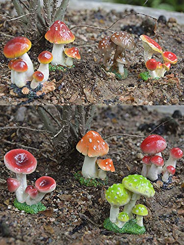 3 Pcs Mushroom Miniature Figurines Mushroom Statue Resin Figurines Fairy Garden Miniature Moss Landscape DIY Terrarium Crafts Ornament Accessories for Home Décor,C