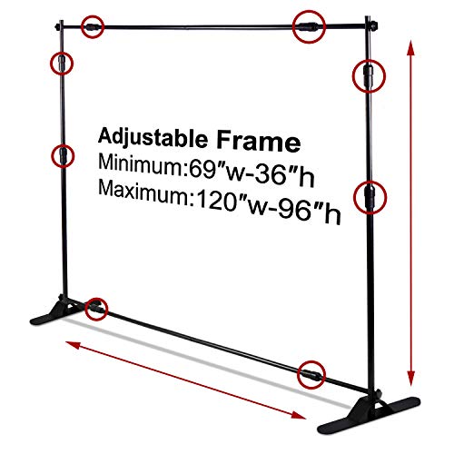 AkTop 10 x 8 ft Heavy Duty Backdrop Banner Stand Kit, Adjustable Photography Step and Repeat Stand for Parties, Portable Trade Show Photo Booth Background with Carrying Bag