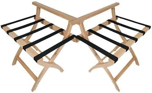 Guest Room Luggage Rack, Folding Suitcase Stand Luggage Rack Suitcase Stand 2 Pieces Foldable Travel Bag Floor-Standing Solid Wood Multifunction Hotel Easy to Carry,2 Colours (Color : A, Size : 60x43x