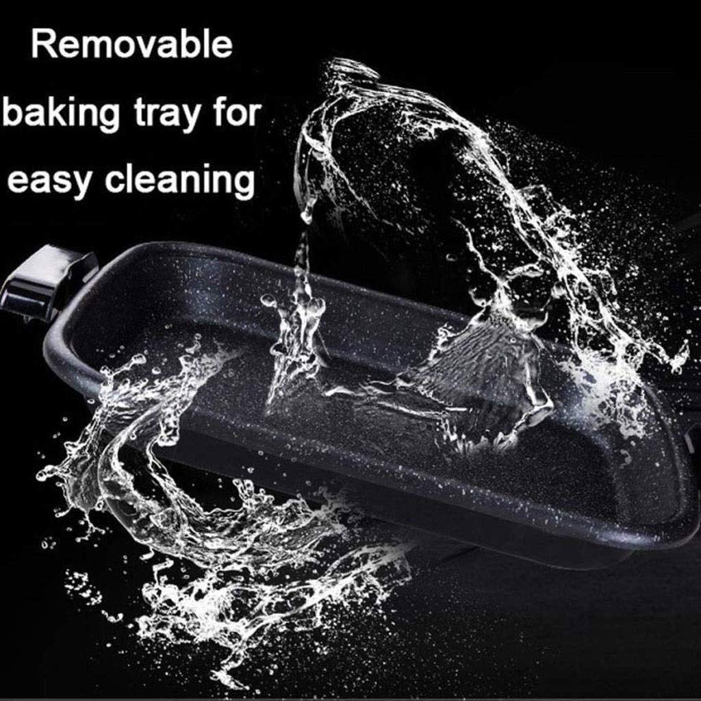KJHD Frying Pan, Non-stick Deep Dish Heavy Duty Electric Skillet with Tempered Glass Vented Lid and Easy-Pour Spout, Dishwasher Safe