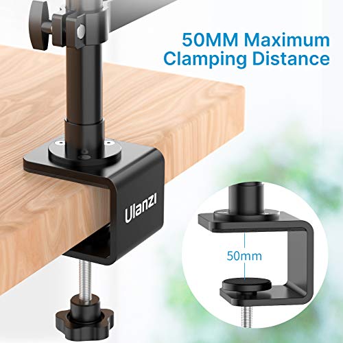 PICTRON Live Broadcast Boom Arm, ULANZI Flexible Desk Mount Camera Arm Clamp Webcam Stand, Microphone Boom Arm for Blue Yeti Snowball Yeti Nano, Webcam, Camera, LED Light, Voice Recording, Podcasting