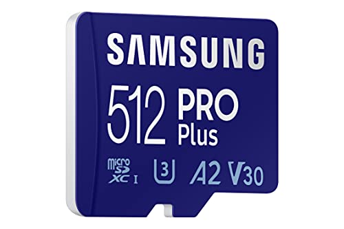 SAMSUNG PRO Plus + Reader 512GB microSDXC Up to 160MB/s UHS-I, U3, A2, V30, Full HD & 4K UHD Memory Card for Android Smartphones, Tablets, Go Pro and DJI Drone (MB-MD512KB/AM)