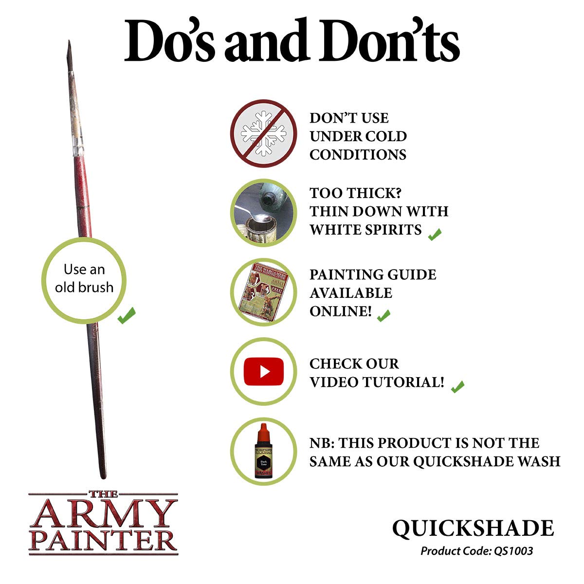 The Army Painter Quickshade Miniature Varnish for Miniature Painting, Dark Tone Model Paint Quickshade Varnish, Pot/Can, 250 ml, Approximately 8.45 oz