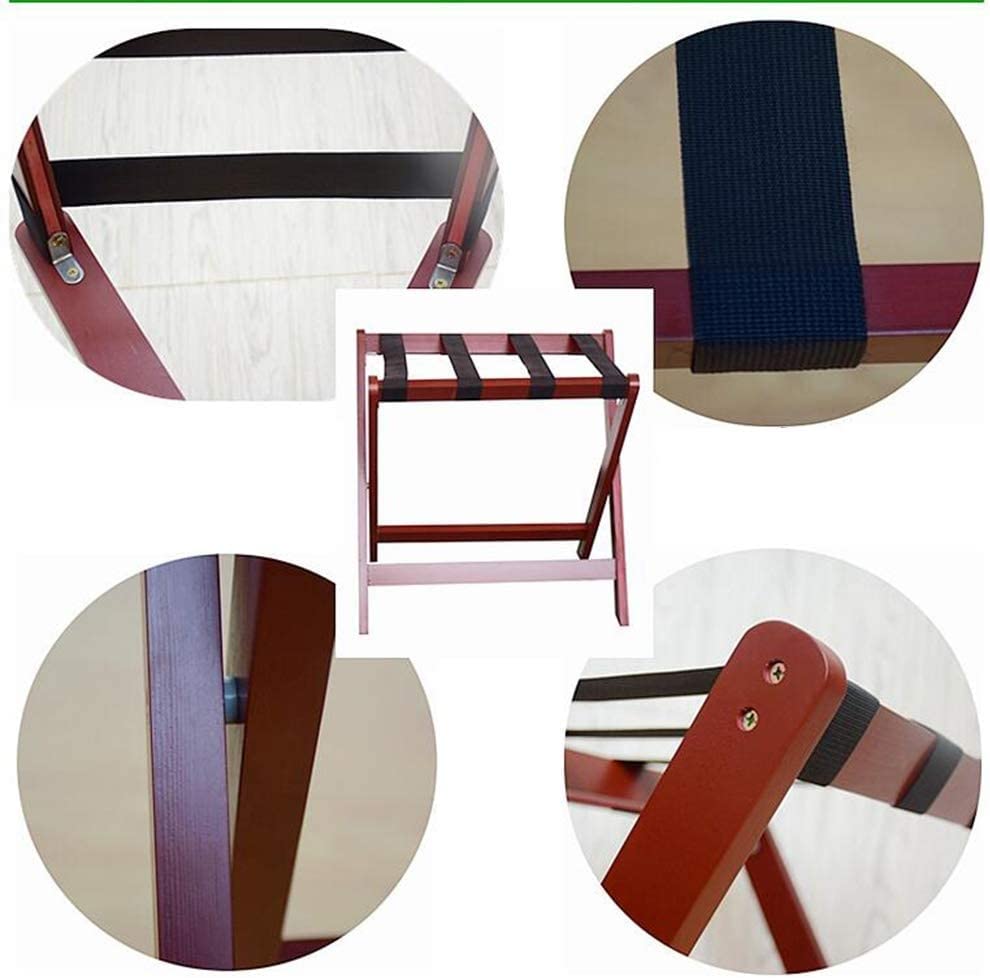 Guest Room Luggage Rack, Folding Suitcase Stand Luggage Rack Suitcase Stand Backrest Foldable Shelf Solid Wood 5 Nylon Bandages Easy to Carry Hotel Multifunction,2 Colours (Color : A, Size : 60x43x67c