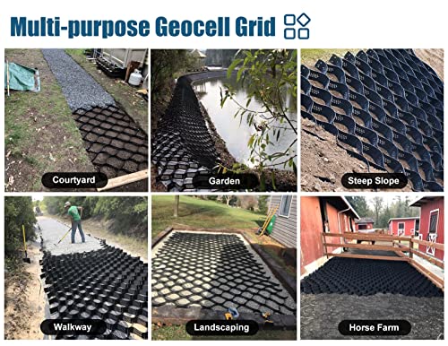 ZIMGOD Pea Gravel Grid Paving Stabilizer, Geocell Ground Grid 2" Depth, Polyethylene Geo Grid Pavers, for Garden Pathway Driveways Subgrade Work (Size : 3m x 4m (10ft x 13ft))