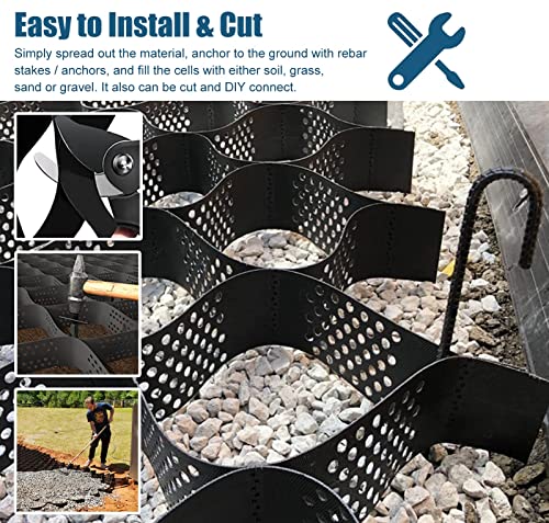 ZIMGOD Pea Gravel Grid Paving Stabilizer, Geocell Ground Grid 2" Depth, Polyethylene Geo Grid Pavers, for Garden Pathway Driveways Subgrade Work (Size : 3m x 4m (10ft x 13ft))