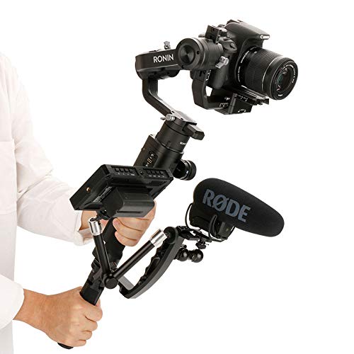 DH03 Handheld Gimbal Grip with Cold Shoe for Mounting Monitors, Microphones, LED Light etc Compatible with DJI Ronin-S, Ronin SC 2, Zhiyun Weebill LAB, Crane 2, Plus, Moza Air Mini Dual Grip
