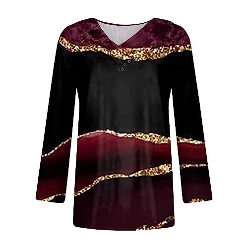 JJHAEVDY Oversized Shirts Sweatshirts for Women Plus Size Tunic Graphic Camo Outfit Button Up Sweatshirt Oversized Sweatshirt for Women Sweatshirts(1-Wine,XX-Large)