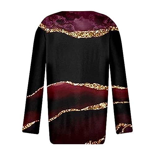 JJHAEVDY Oversized Shirts Sweatshirts for Women Plus Size Tunic Graphic Camo Outfit Button Up Sweatshirt Oversized Sweatshirt for Women Sweatshirts(1-Wine,XX-Large)