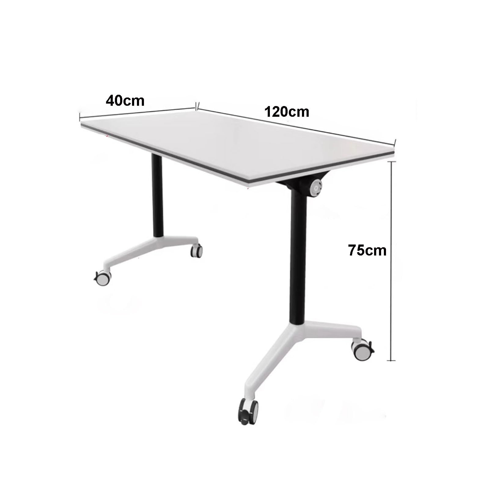 DRemdo conference table,modern white office folding Flip Top Mobile Training Table 47.2"D x 15.7"W x 29.5"H The Squared Tablewith wheels is convenient and fast,suitable for office,meeting room,classr