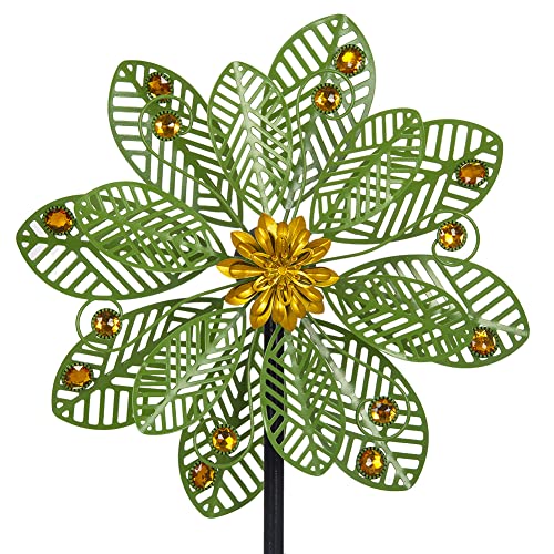 Stargarden Wind Spinner Outdoor,Metal Double Wind Sculpture Hollowed-Out Leaf Design for Yard and Garden 58 * 13.5 Inch