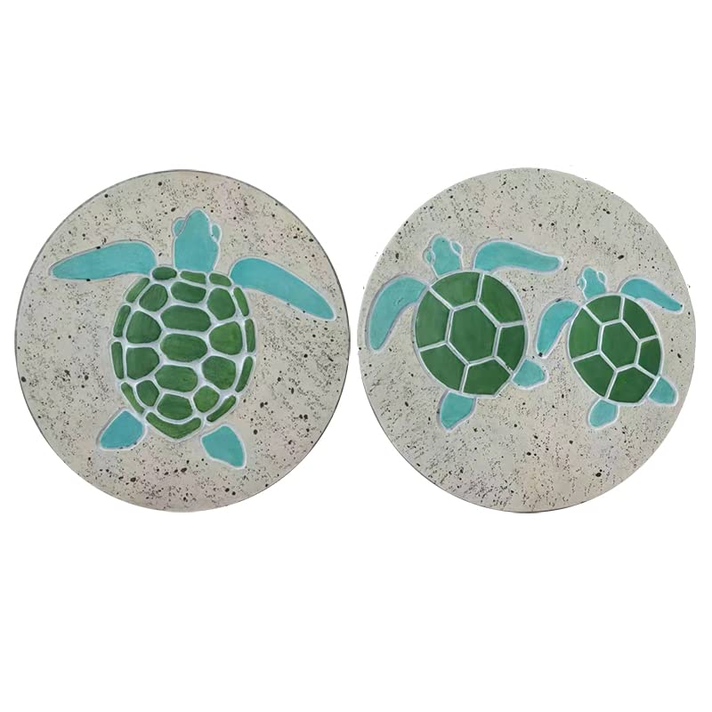 Sea Merchants 10-Inch Turtle Stepping Stone 2 Piece Set - Decorative Garden Pathway Tiles
