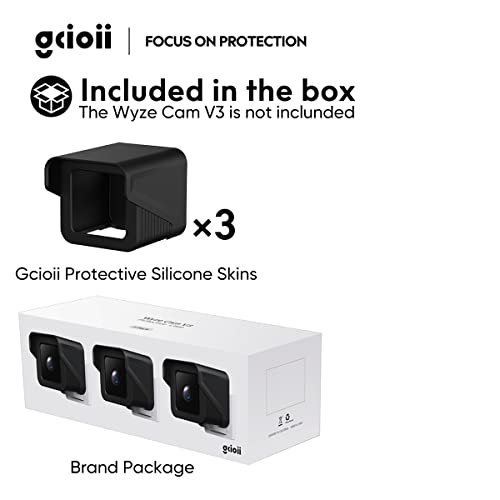 Gcioii Protective Silicone Skins Only for Wyze Cam V3 Camera,Weather-Resistant Waterproof Anti-Sun All-Round Protective Case/Cover Accessories for Indoor and Outdoor Using(3Pack Black)
