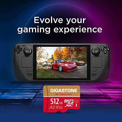 [5-Yrs Free Data Recovery] Gigastone 512GB Micro SD Card, 4K Game Pro, MicroSDXC Memory Card for Nintendo-Switch, GoPro, Action Camera, DJI, UHD Video, R/W up to 100/60 MB/s, UHS-I U3 A2 V30 C10