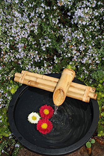 Bamboo Accents Water Fountain with Pump, Indoor/Outdoor Fountain, 12” Wide Three-Arm Style Base, Smooth Split-Resistant Bamboo to Create Your Own Zen Fountain (Container Not Included)