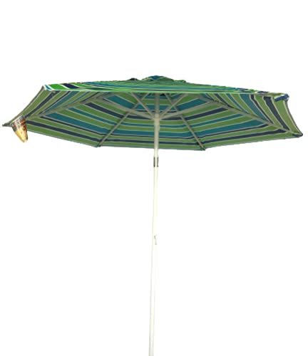 Sunspecs 6.5 feet Outdoor Patio Beach Garden Umbrella with Fat Pole Tilt Matching Carry Bag (GreenBlue stripes)