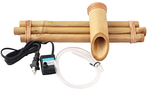 Bamboo Accents Water Fountain with Pump, Indoor/Outdoor Fountain, 12” Wide Three-Arm Style Base, Smooth Split-Resistant Bamboo to Create Your Own Zen Fountain (Container Not Included)