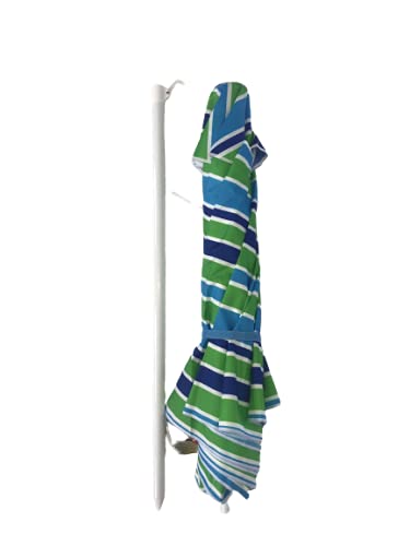 Sunspecs 6.5 feet Outdoor Patio Beach Garden Umbrella with Fat Pole Tilt Matching Carry Bag (GreenBlue stripes)
