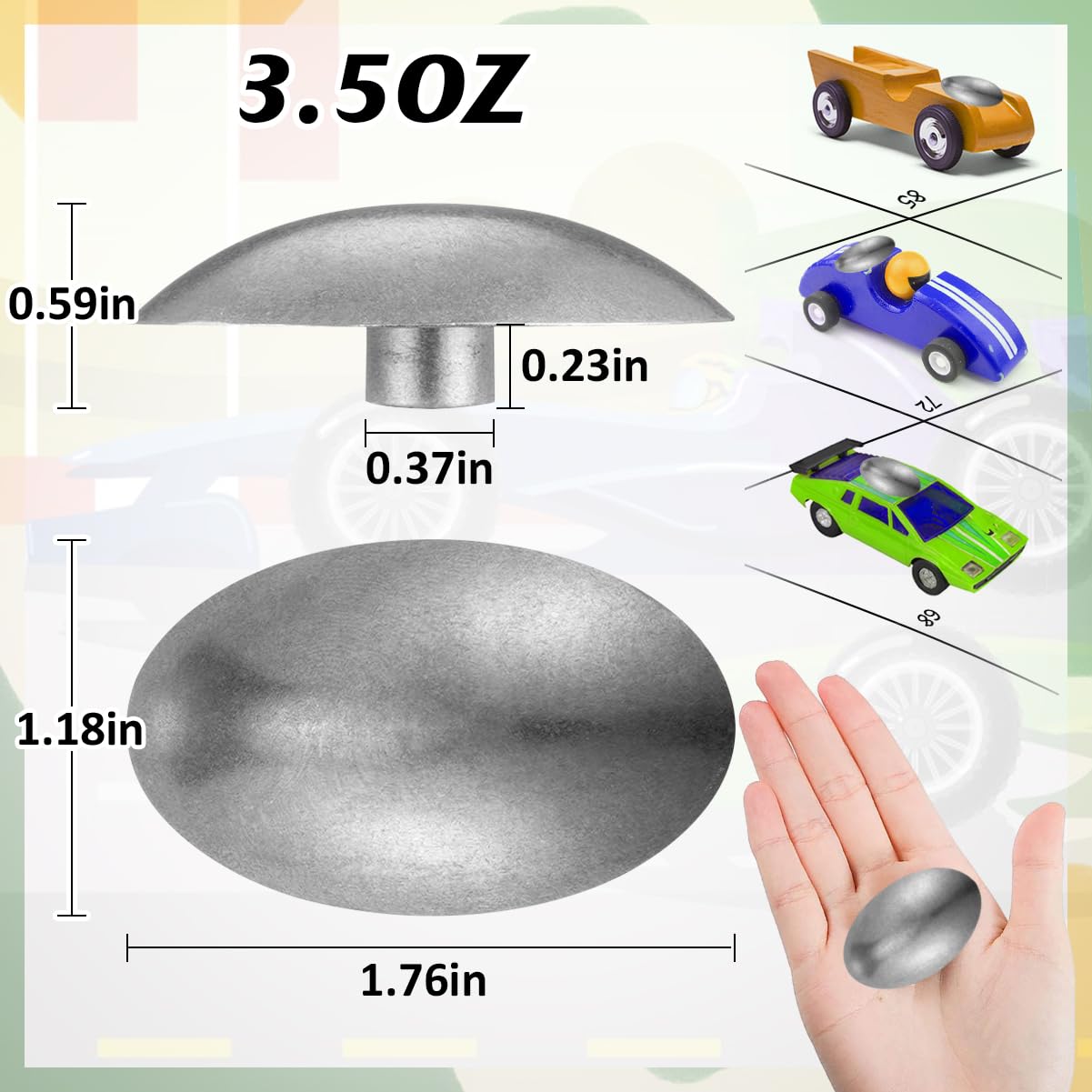 Biubee 3.5 Ounces Tungsten Canopy Weight for Derby Car- 3.5 oz Canopy Weight for Easily Fine Tune Derby Cars Weight for Faster Speed