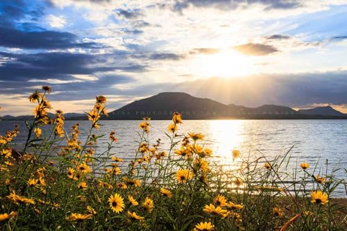 Wichita Mountains Photography Print (Not Framed) Picture of Mount Scott and Lake Lawtonka on Autumn Evening in Oklahoma Landscape Wall Art Nature Decor (40" x 60")