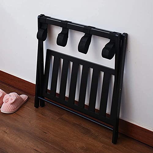 HAVMAK Guest Room Luggage Rack, Folding Suitcase Stand Luggage Rack, Double-Layer Luggage Rack, Hotel Luggage Rack, Folding Bedroom Storage Rack to Save Space (Color : Black, Size : 68x40x58cm)