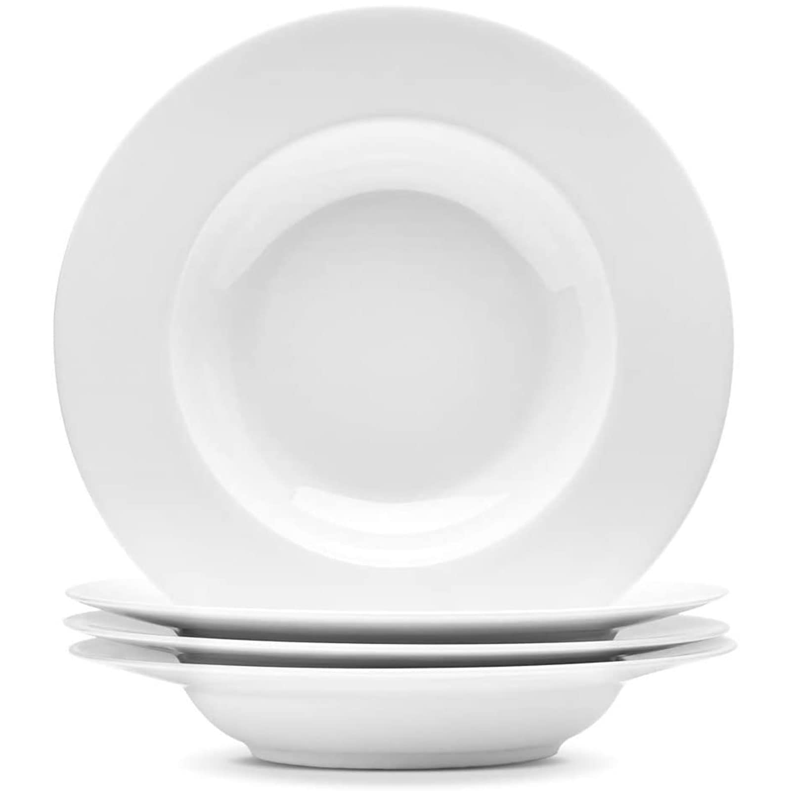 Artena Ceramic Cereal Bowls 22 oz, Embossment Soup Bowls Set of 6 & 10 Ounce Pasta Bowls Set of 4, Elegant White Soup Bowls, Wide Rim Salad Bowl, Premium Porcelain Pasta Plate Bowl, Shallow Soup Plate