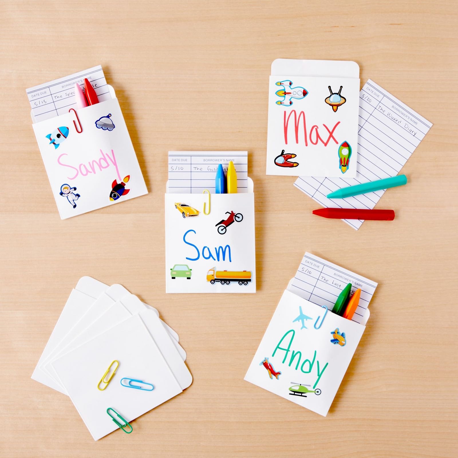 100 Pack Self-Adhesive Library Card Pockets for Book Checkouts, CDs, DVDs, Classroom Supplies (3.5 x 4.5 In)