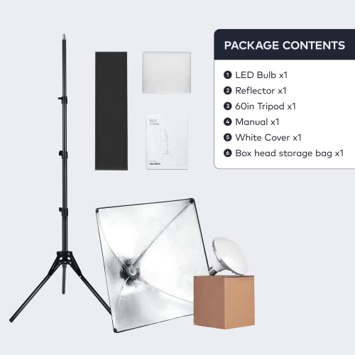 RALENO Softbox Lighting Kit, 16'' x 16'' Photography Studio Equipment with 50W / 5500K / 90 CRI LED Bulb, Continuous Lighting System for Video Recording and Photography Shooting