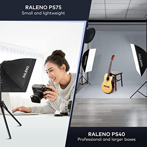 RALENO Softbox Lighting Kit, 16'' x 16'' Photography Studio Equipment with 50W / 5500K / 90 CRI LED Bulb, Continuous Lighting System for Video Recording and Photography Shooting