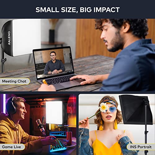 RALENO Softbox Lighting Kit, 16'' x 16'' Photography Studio Equipment with 50W / 5500K / 90 CRI LED Bulb, Continuous Lighting System for Video Recording and Photography Shooting